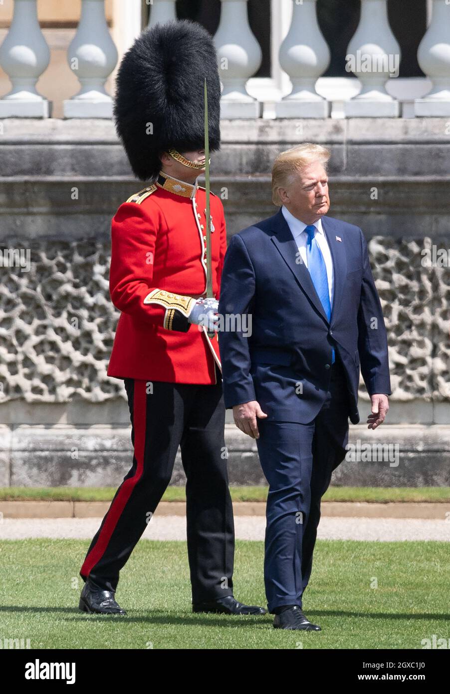 US President Donald Trump inspects the Guard of Honour during a ...