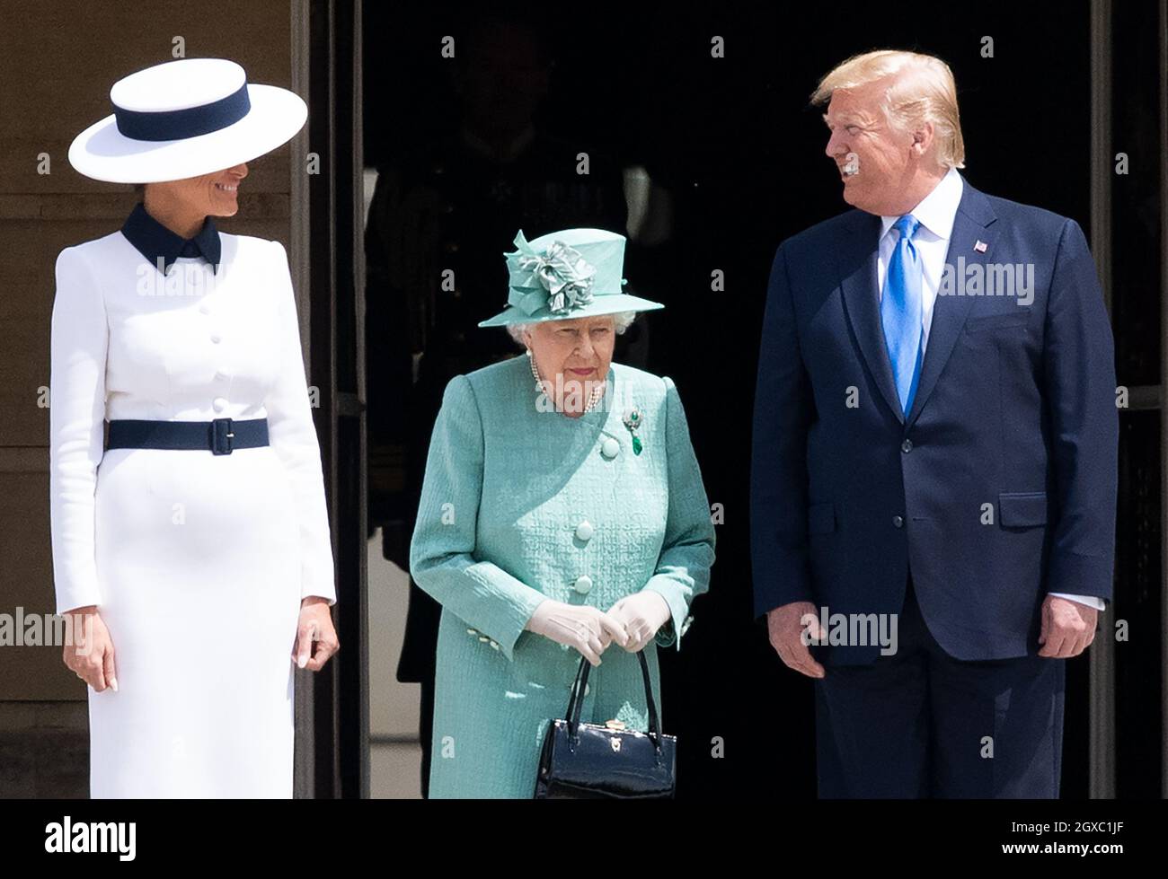 Queen Elizabeth ll, US First Lady Melania Trump and President Donald ...