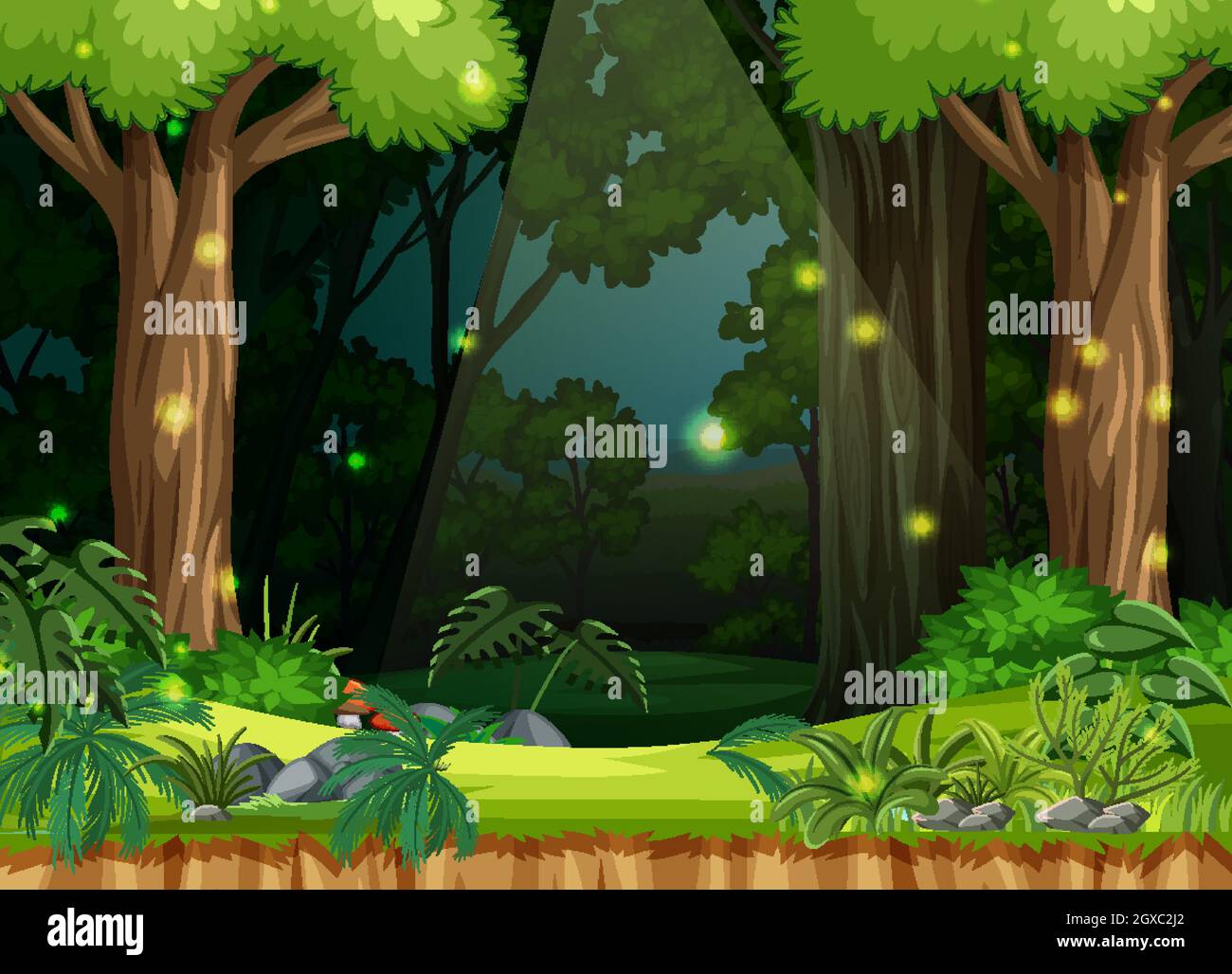 Enchanted forest landscape background illustration Stock Vector Image ...