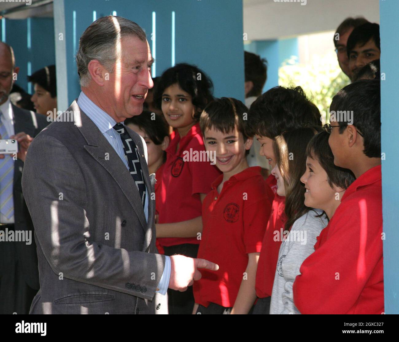 Prince Charles, Prince of Wales meets pupils at the English Speaking ...