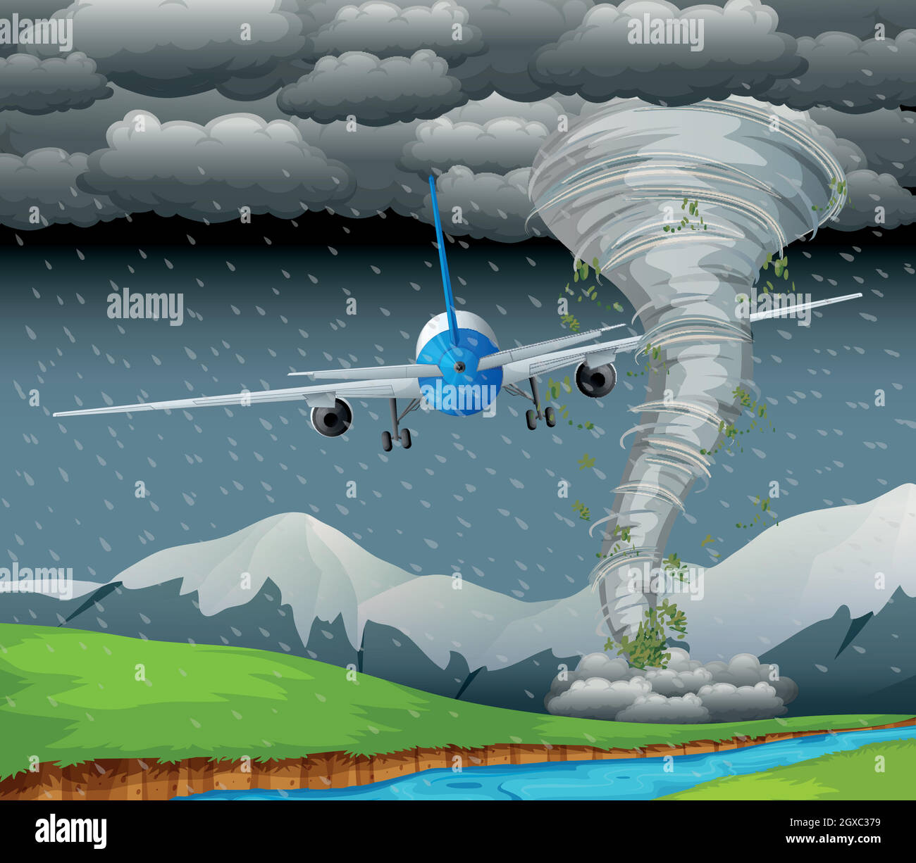 Airplane flying on bad weather Stock Vector Image & Art - Alamy