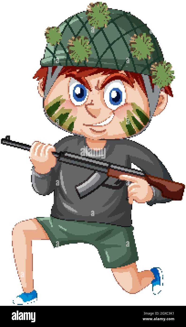 Cartoon illustration army soldier boy hi-res stock photography and ...