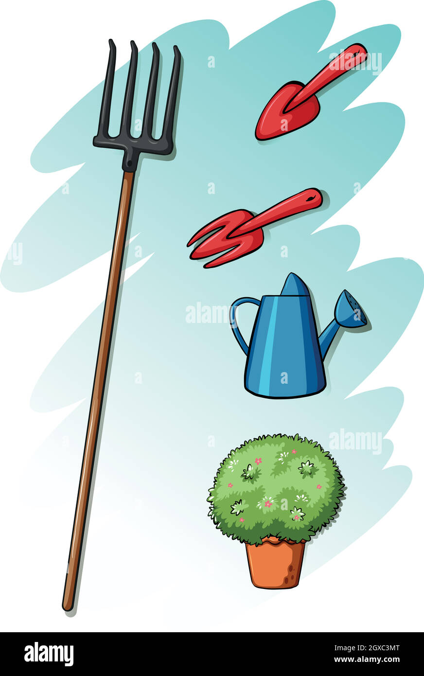 Gardening tools spade rake Stock Vector Images - Alamy