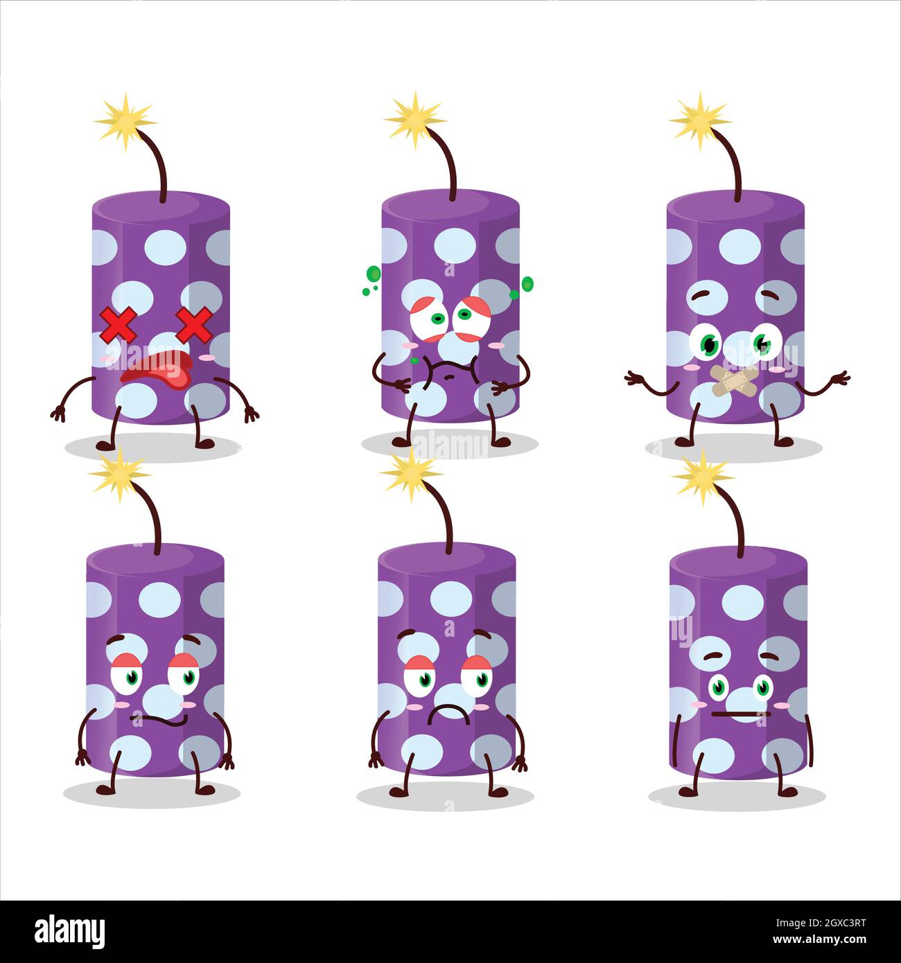 Purple firecracker cartoon character with nope expression. Vector ...