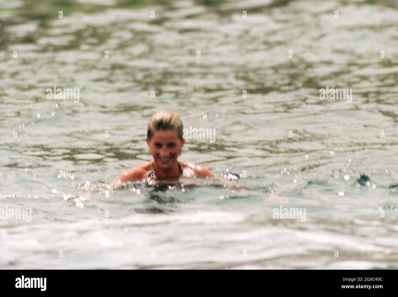 Diana, Princess of Wales enjoys a swim in the South of France in 1996 ...