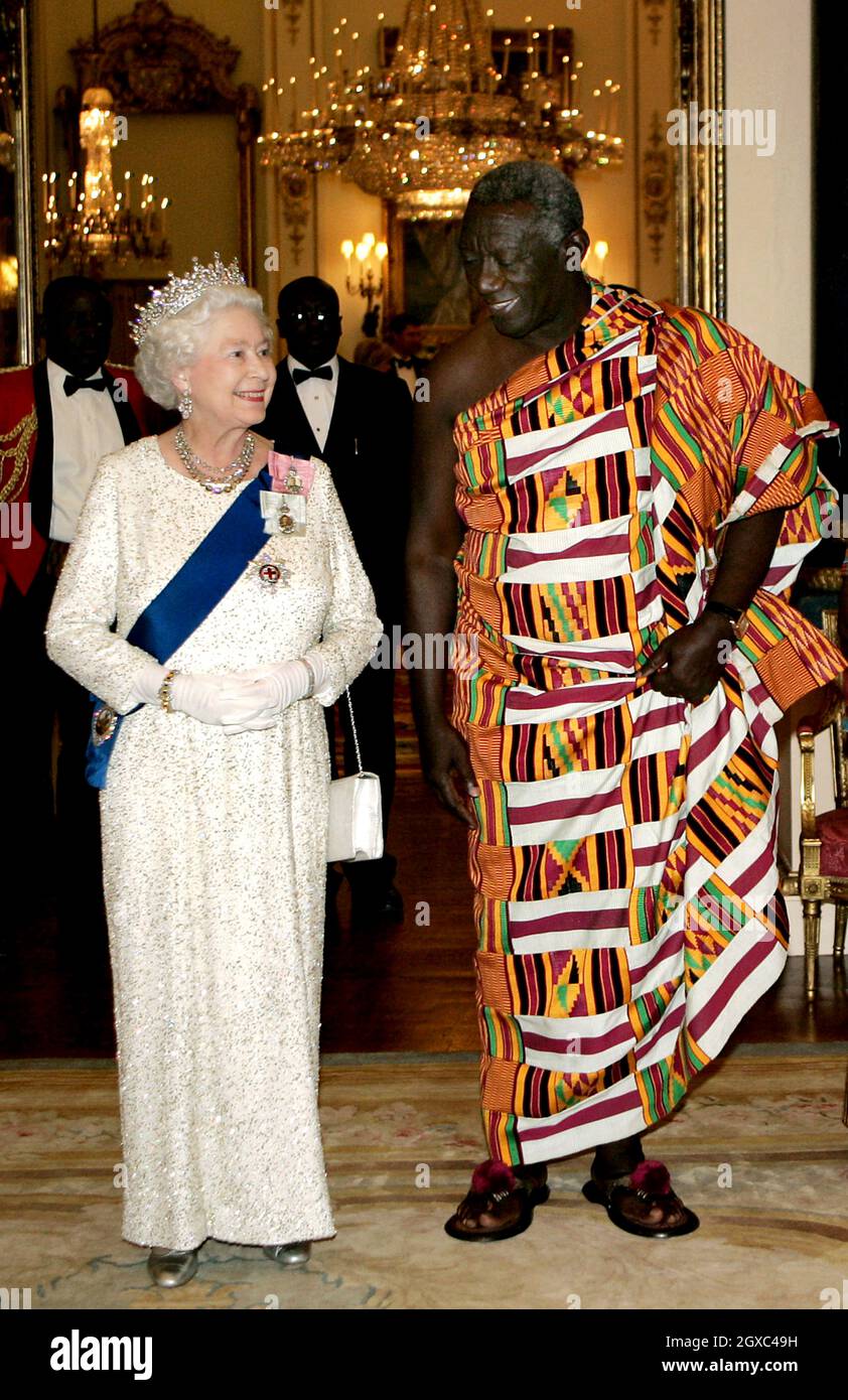 Queen Elizabeth II and the President of Ghana, John Agyekum Kufuor ...