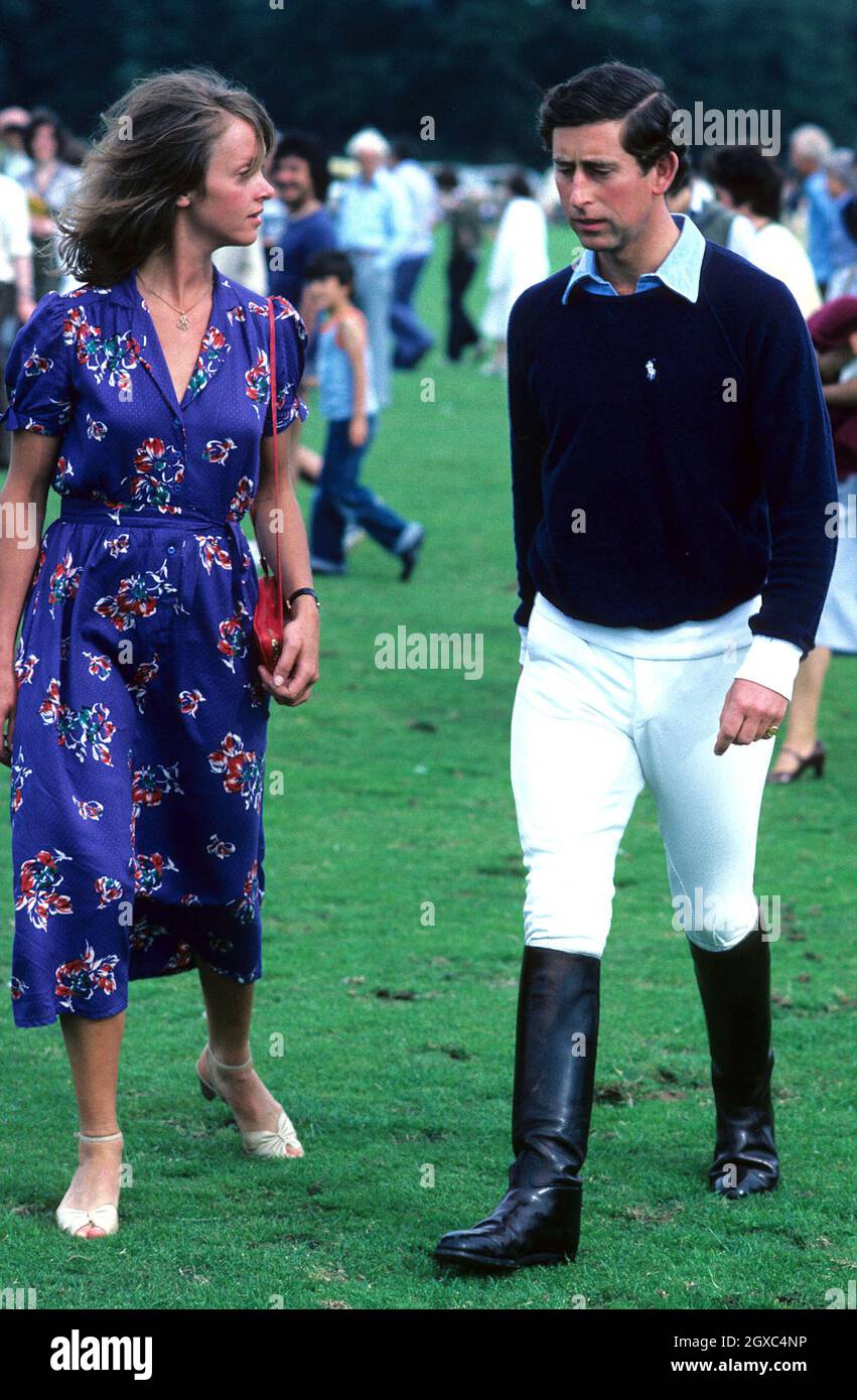 Sabrina Guinness with Prince Charles, Prince of Wales at a polo match ...