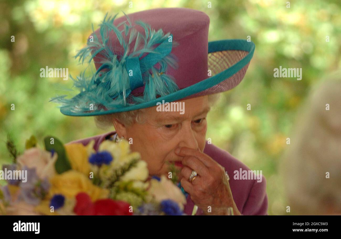 Queen Elizabeth II attends a luncheon at the Govenor's House in ...
