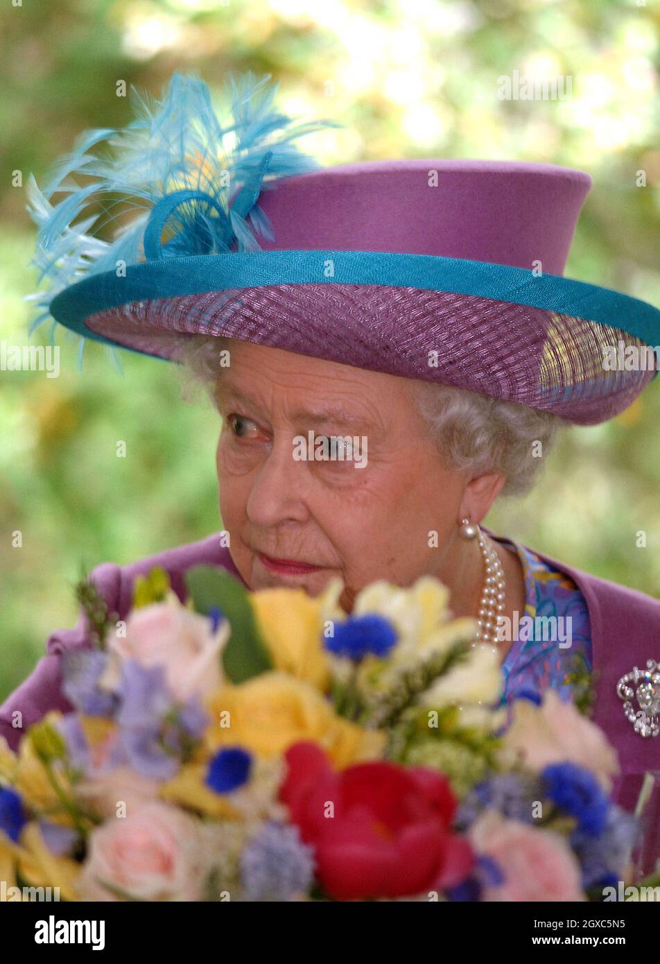Queen Elizabeth II attends a luncheon at the Govenor's House in ...