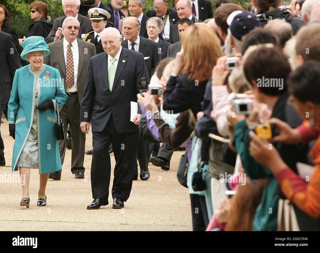 Queen Elizabeth II smiles as she is photographed by the public when she ...