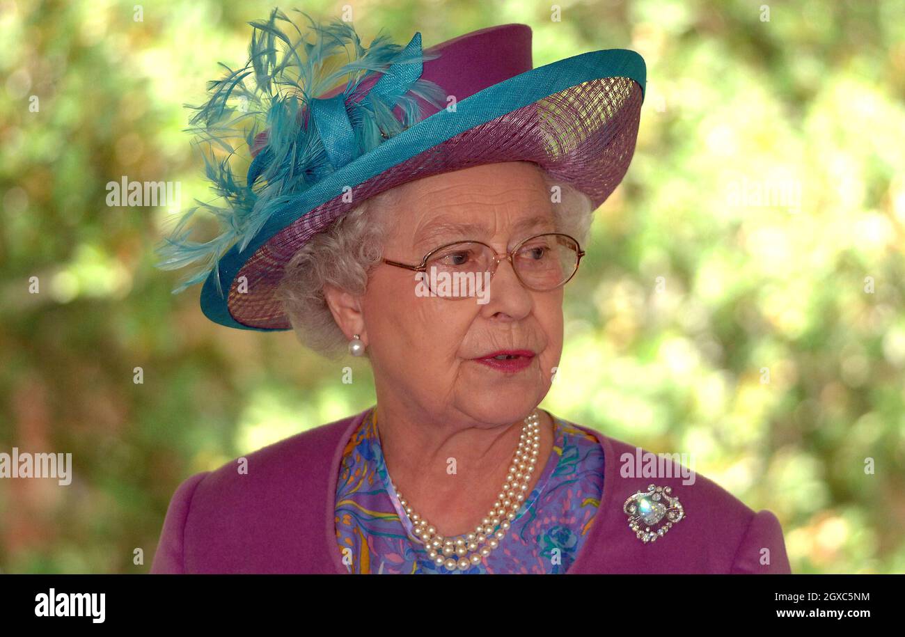 Queen Elizabeth II attends a luncheon at the Govenor's House in ...
