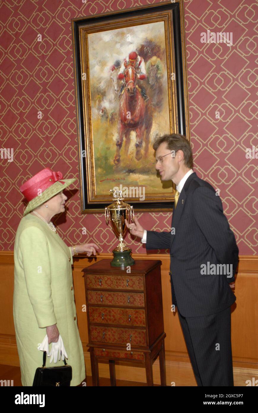 Queen Elizabeth ll is shown the 133rd Kentucky Derby Trophy on May 5 ...