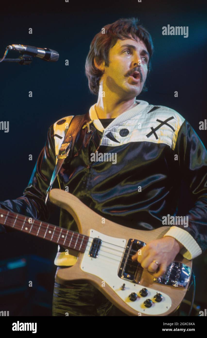 Paul McCartney on stage with Wings at London's Empire Pool on October ...