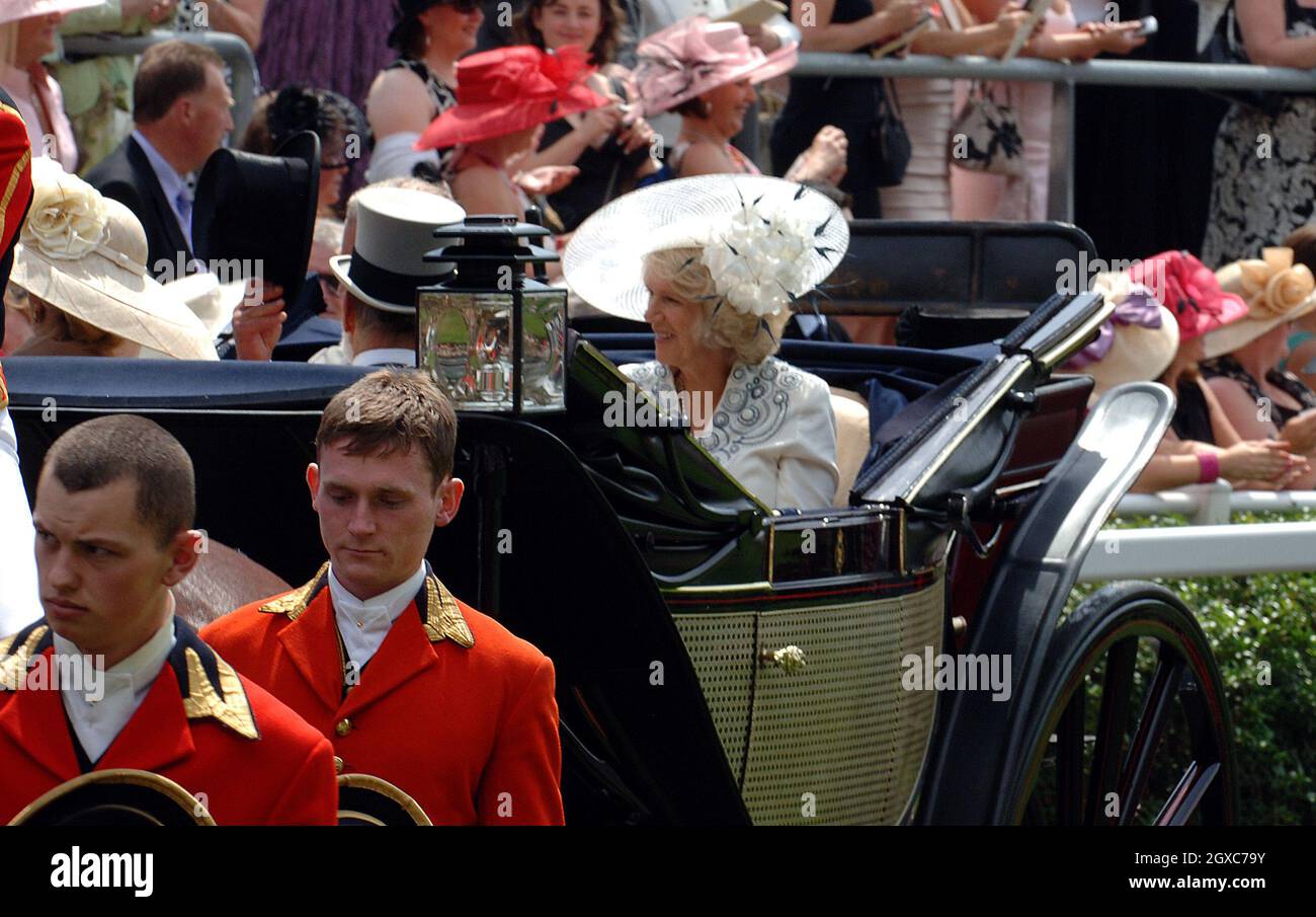 Camilla, Duchess of Cornwall arrives in an open carriage for the first ...