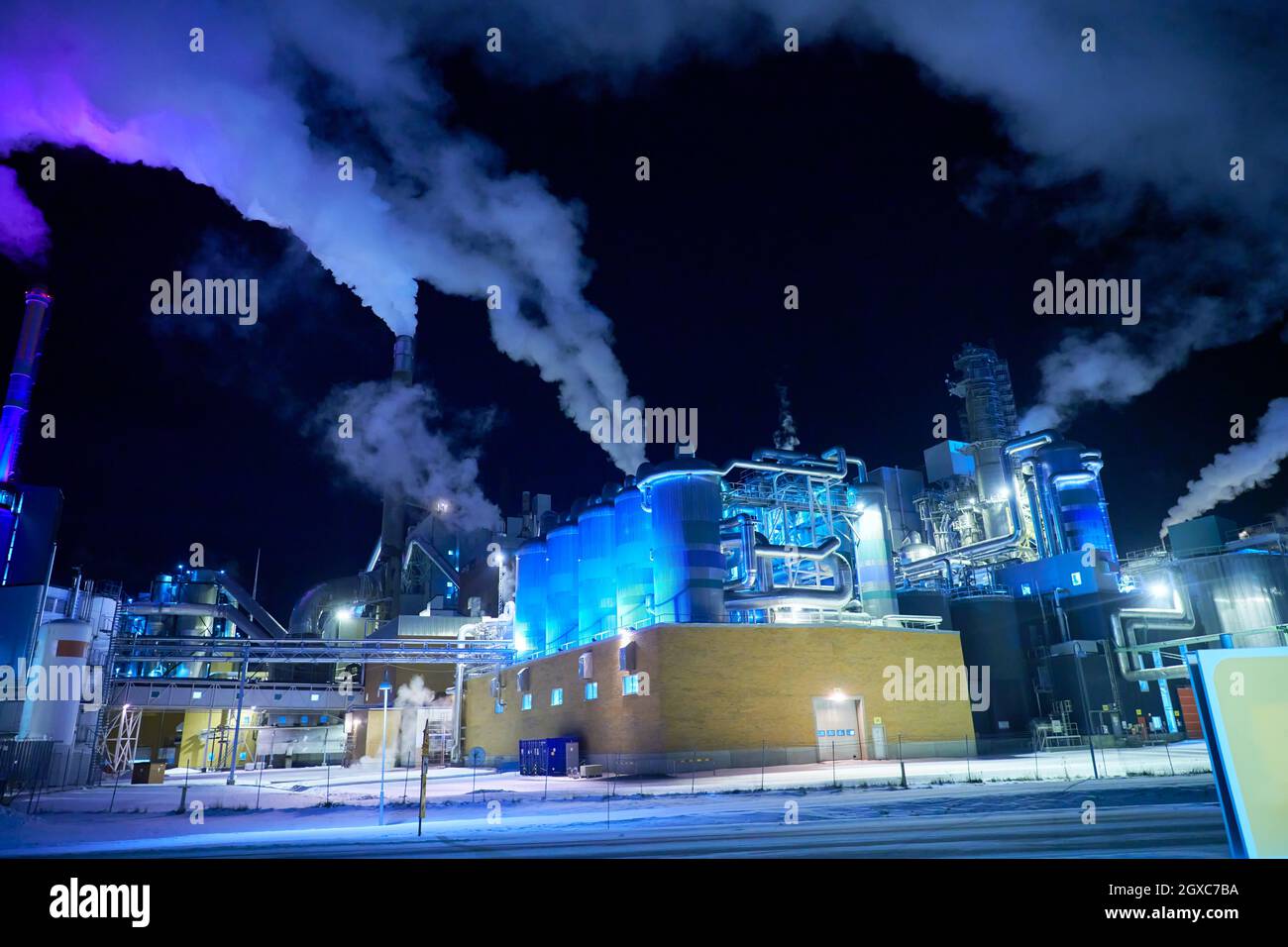 Factory at Night Atmospheric Environmental Air Pollution From ...