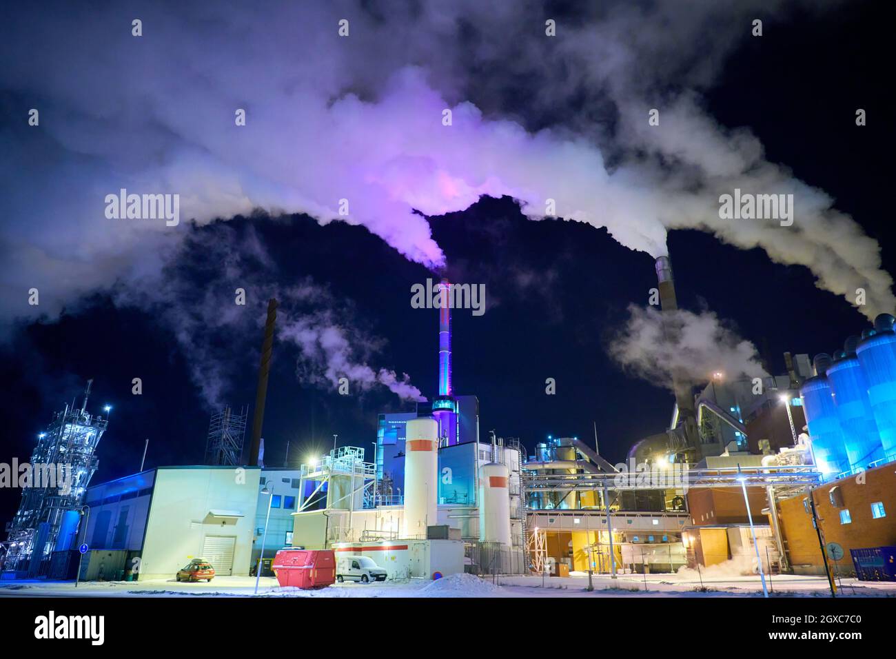 Factory at Night Atmospheric Environmental Air Pollution From ...