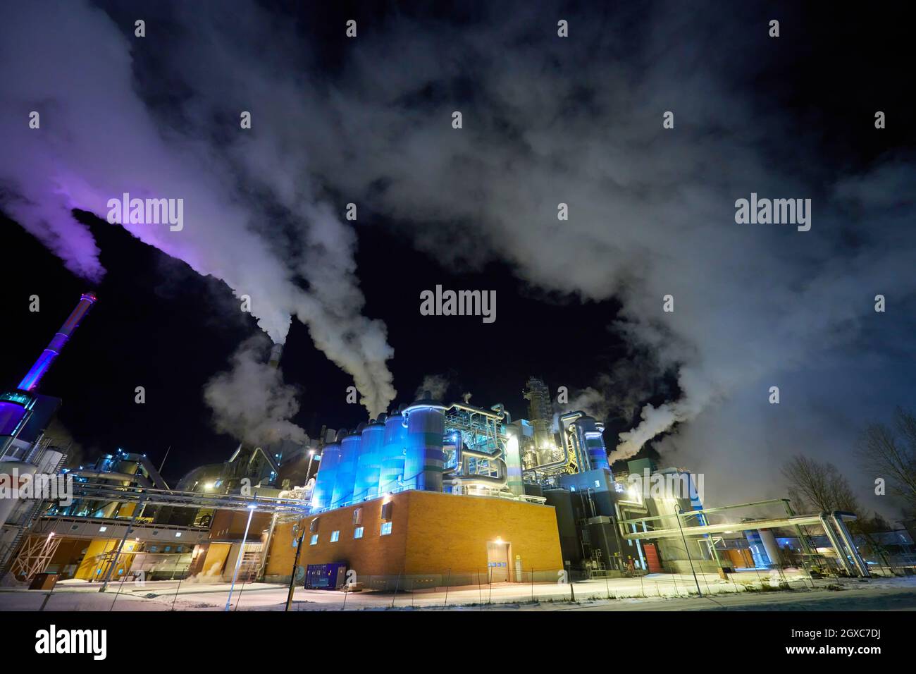 Factory at Night Atmospheric Environmental Air Pollution From ...