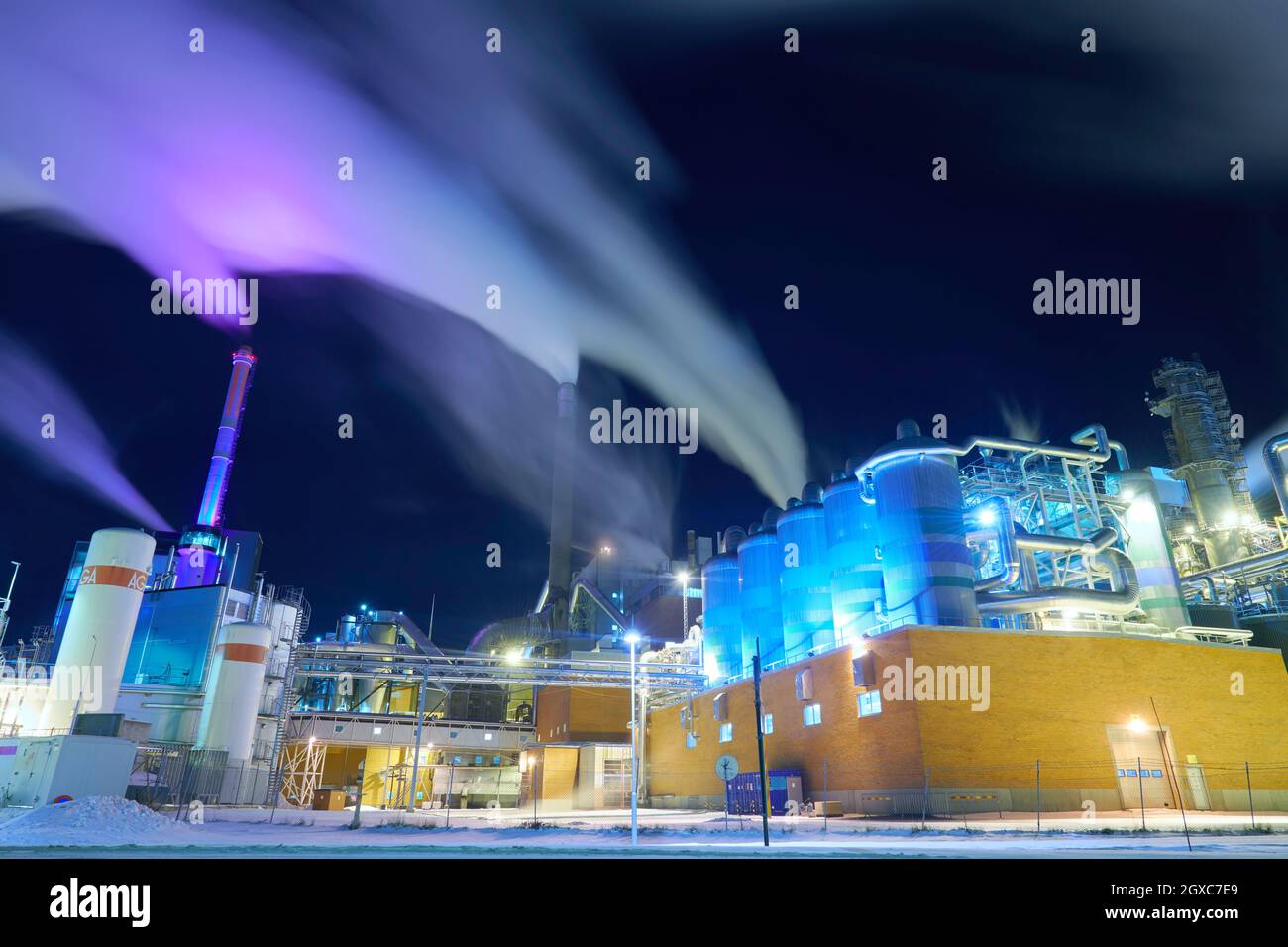 Factory at Night Atmospheric Environmental Air Pollution From ...