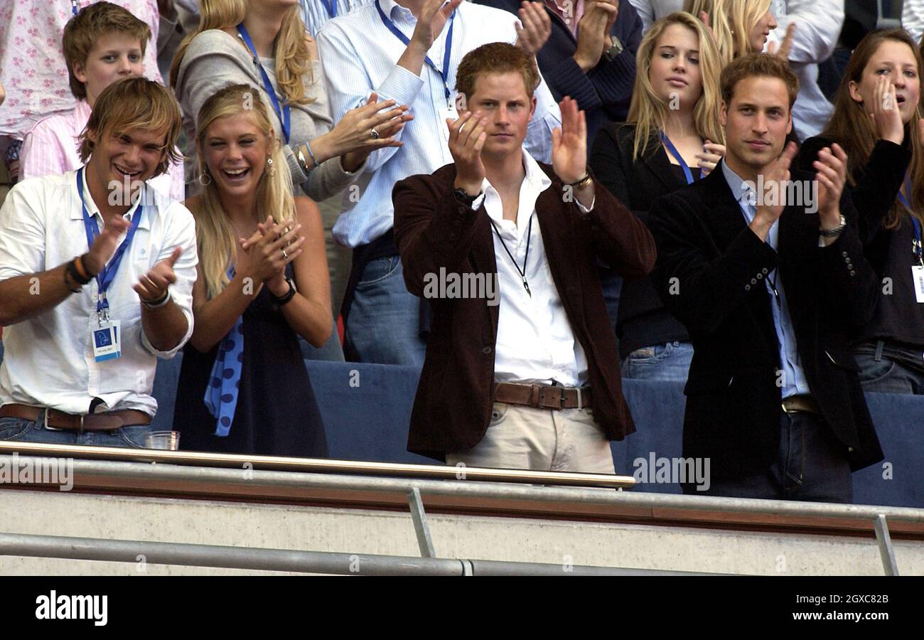 Chelsy Davy, Prince Harry and Prince William at the Concert for Diana ...