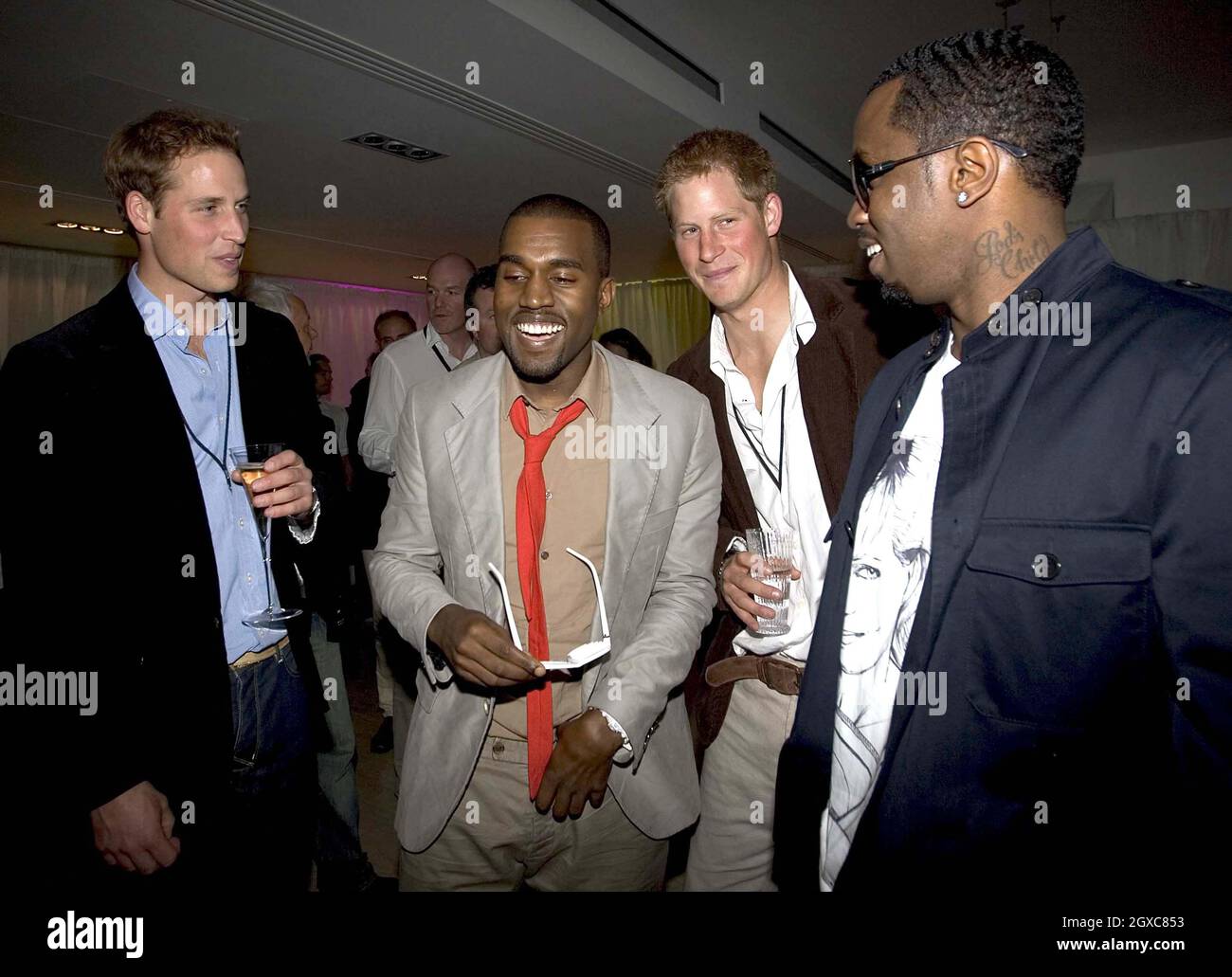 Prince William and Prince Harry meet rappers Kaye West and P Diddy (R ...