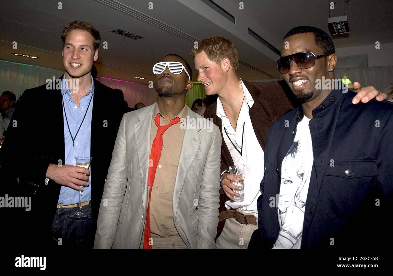 Prince William and Prince Harry meet rappers Kaye West and P Diddy (R ...