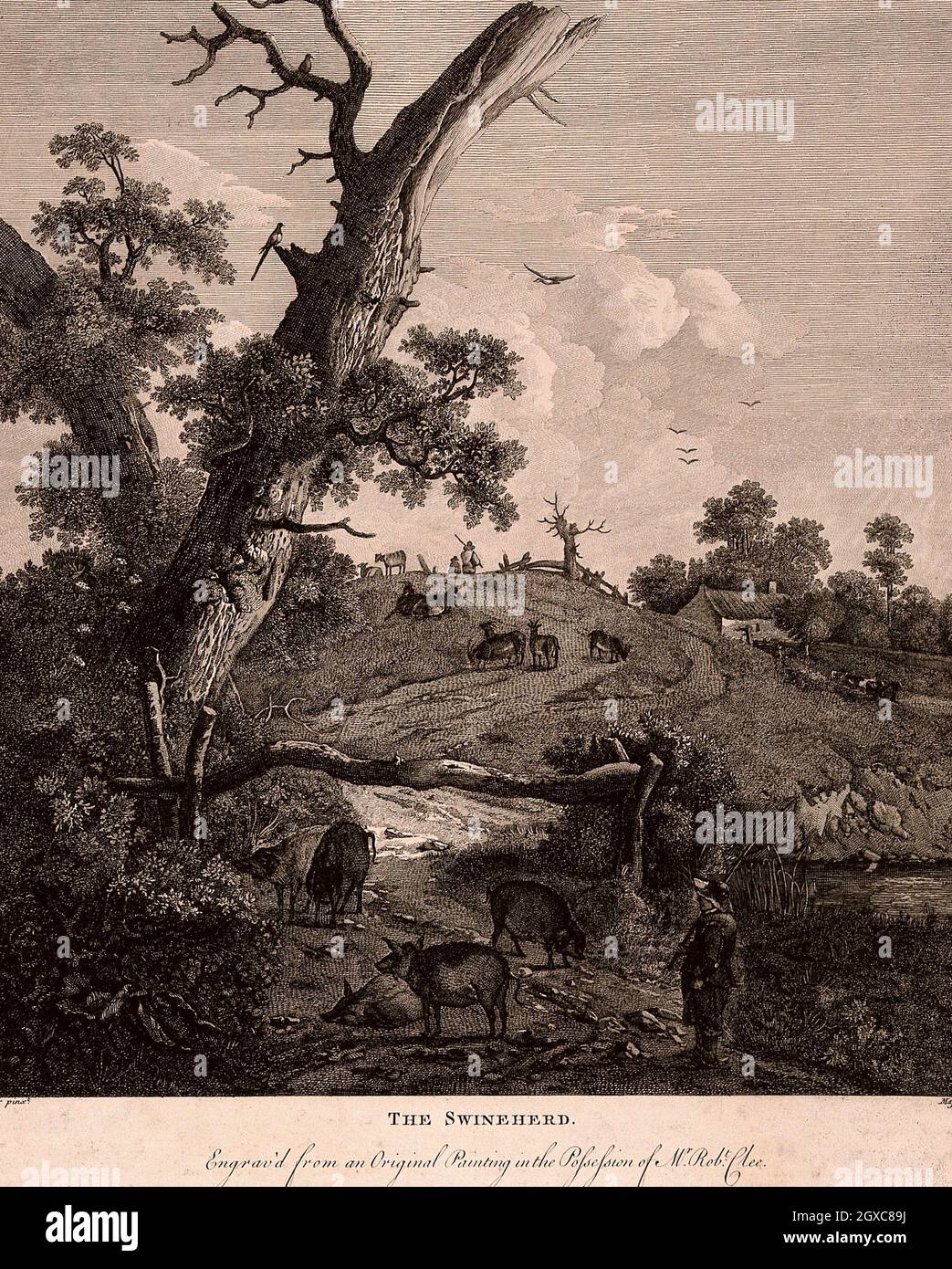 A swineherd tends his flock by the river and a goatherd looks after his ...