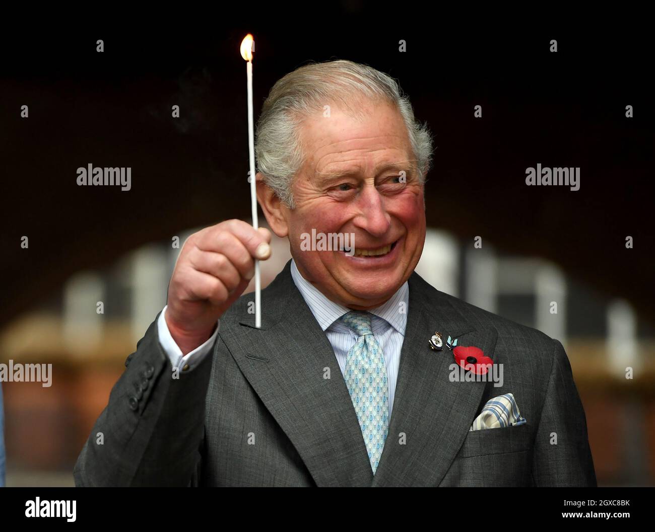 Prince Charles, Prince of Wales lights a beacon when he visits Ross-on ...