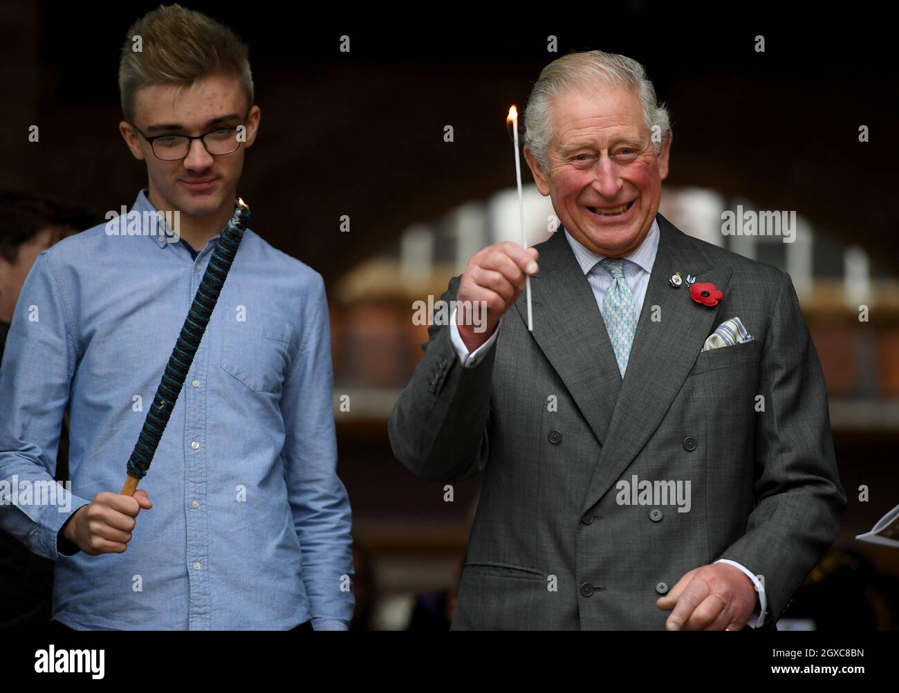Prince Charles, Prince of Wales lights a beacon when he visits Ross-on ...
