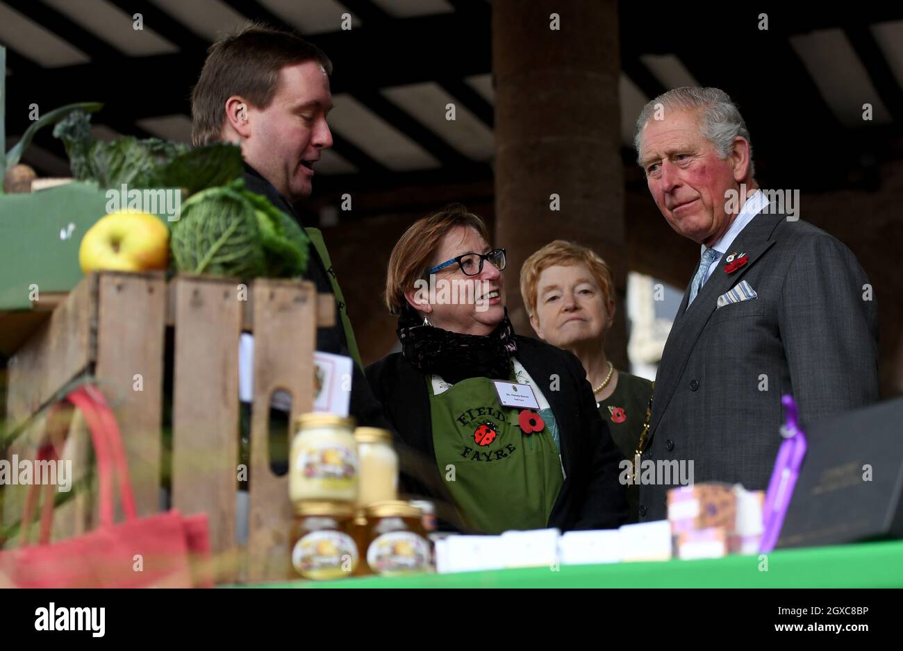 Prince Charles, Prince of Wales meets stallholders in the market when ...