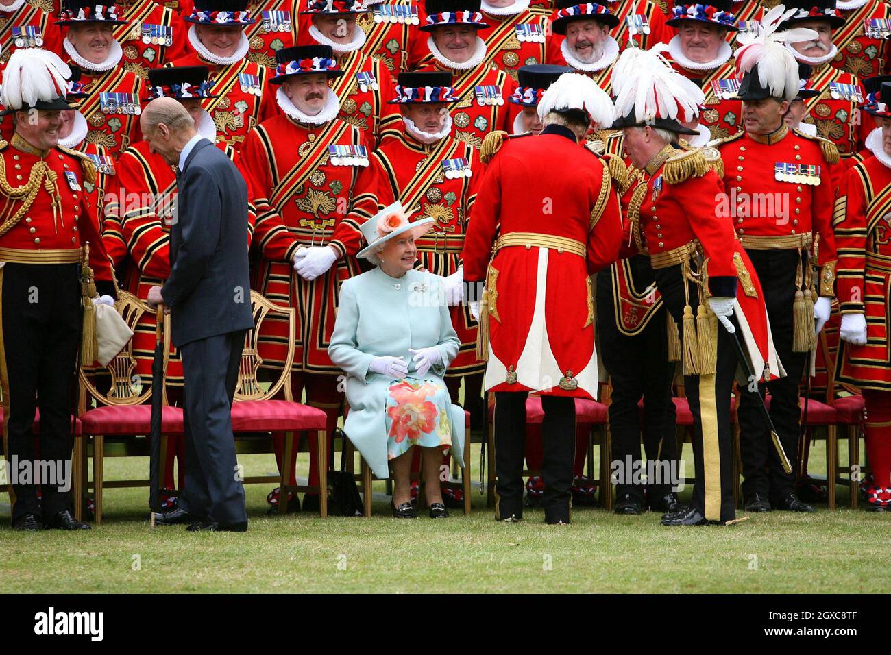Queen Elizabeth II and Prince Philip, Duke of Edinburgh prepare to be ...