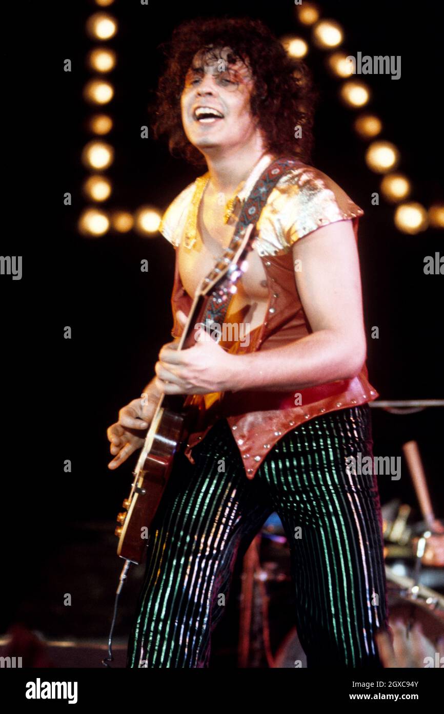 Rock star Marc Bolan on stage, circa 1975 Stock Photo - Alamy