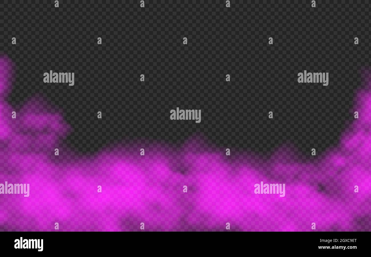 Violet smoke isolated on transparent background. Steam special effect ...