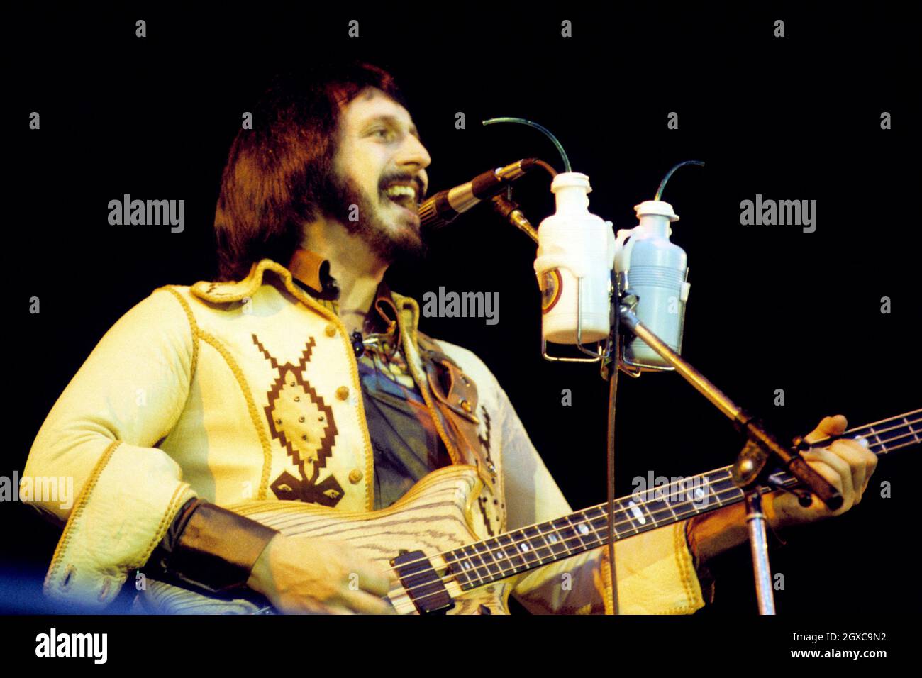John Entwhistle, bass player for English rock band The Who in concert ...