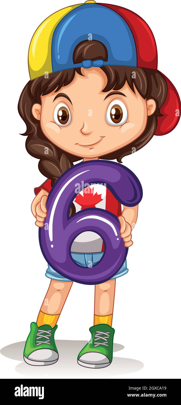 Little girl holding number six Stock Vector Image & Art - Alamy