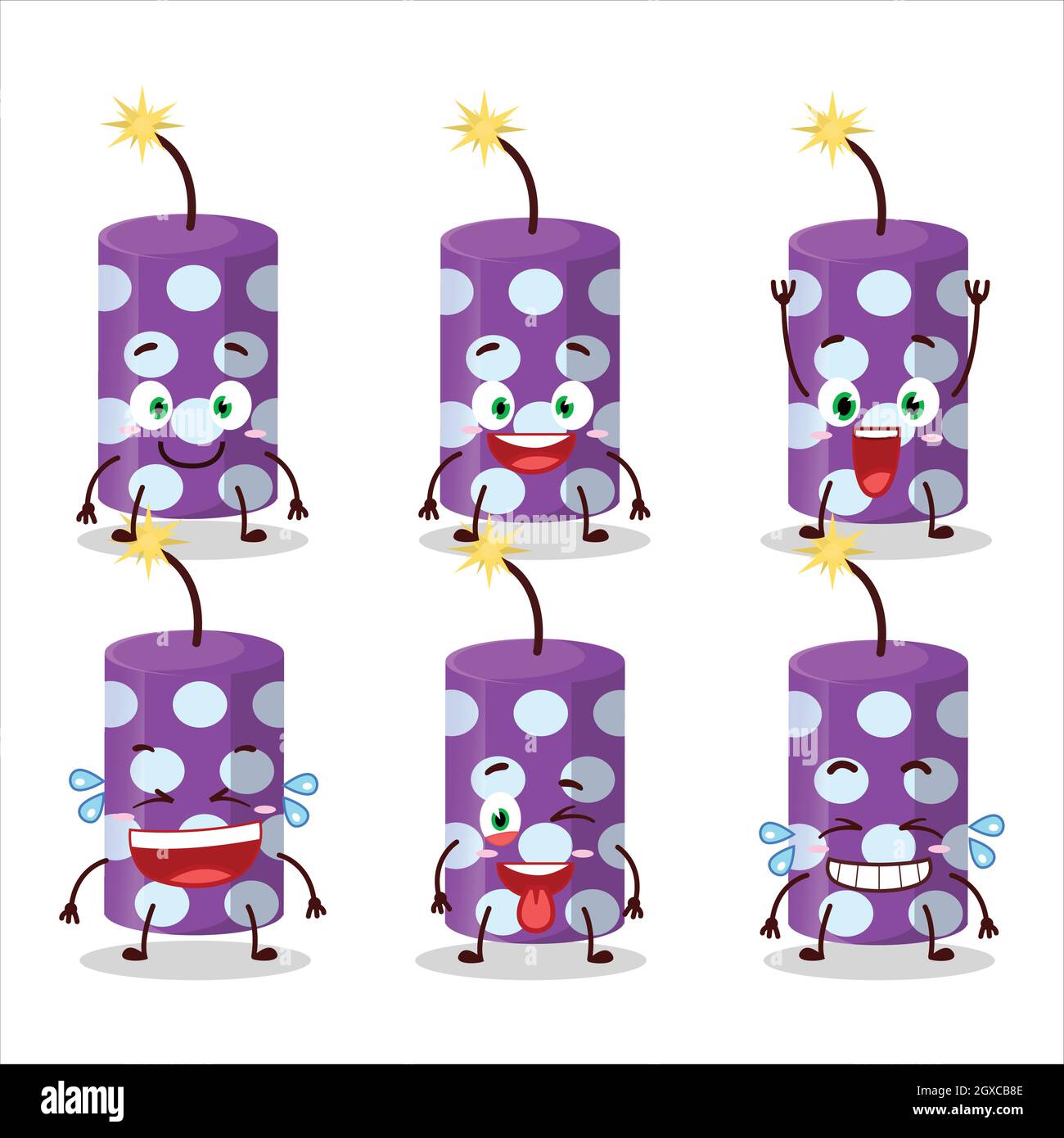 Cartoon character of purple firecracker with smile expression. Vector ...