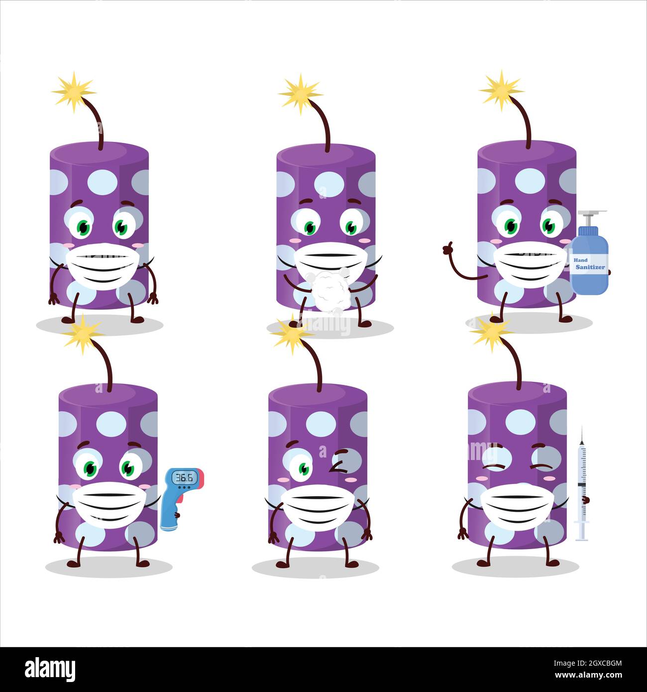 A picture of purple firecracker cartoon design style keep staying ...