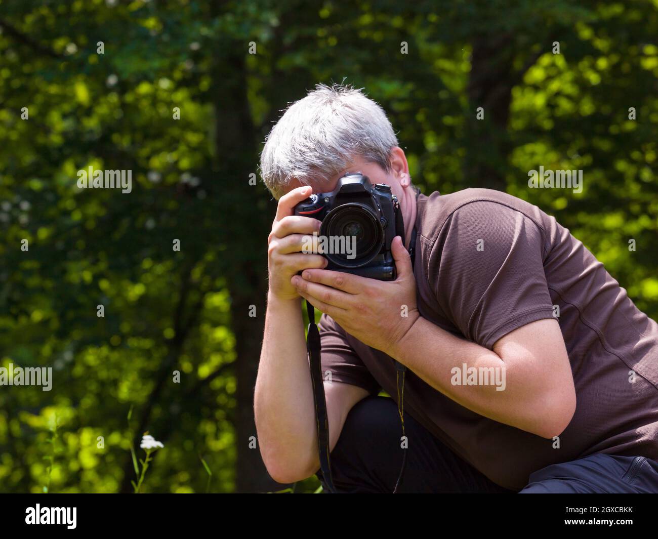 male photographer photographing nature on summer day Stock Photo - Alamy