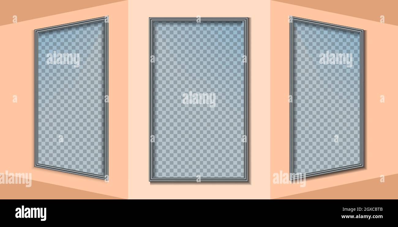 Realistic windows. Frames and glass on a transparent background. EPS 10 ...