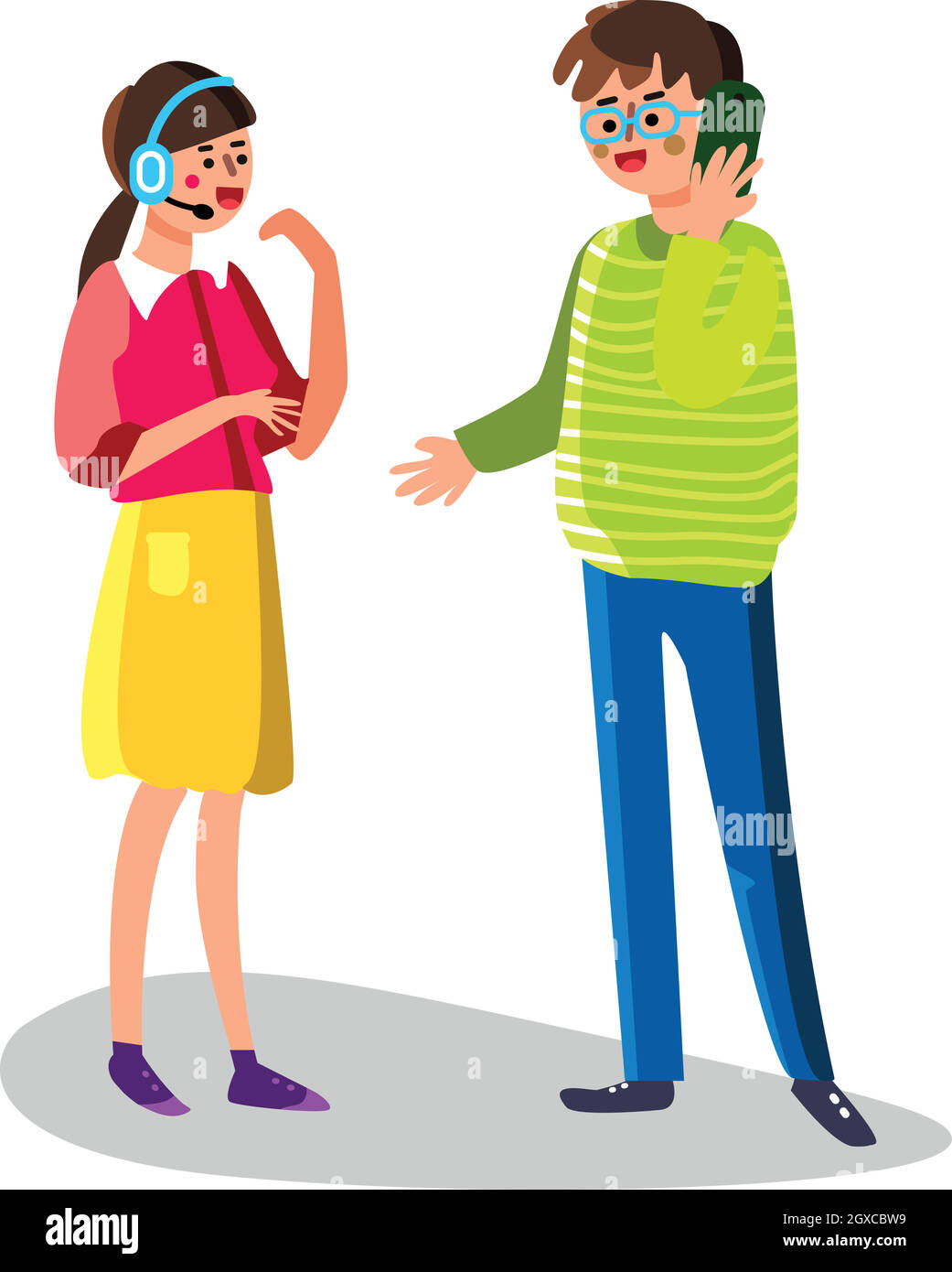 Call Center Worker Girl Support Customer Vector Stock Vector Image ...