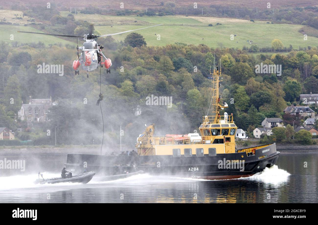 Prince William wears a black special forces dry-suit on board a Royal ...