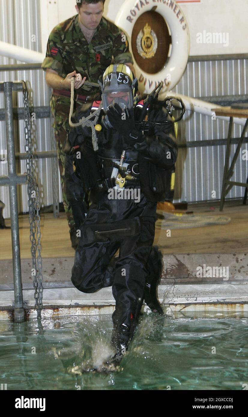 Prince Harry visits the Royal Navy's fleet diving squadron at Horsea ...