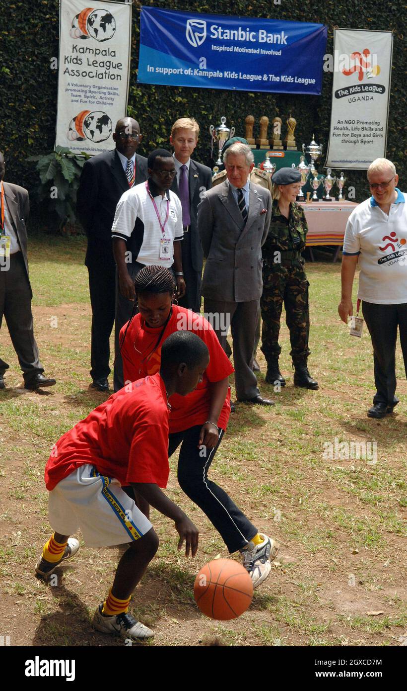 Prince Charles, Prince of Wales visits the Kampala Kids League football ...