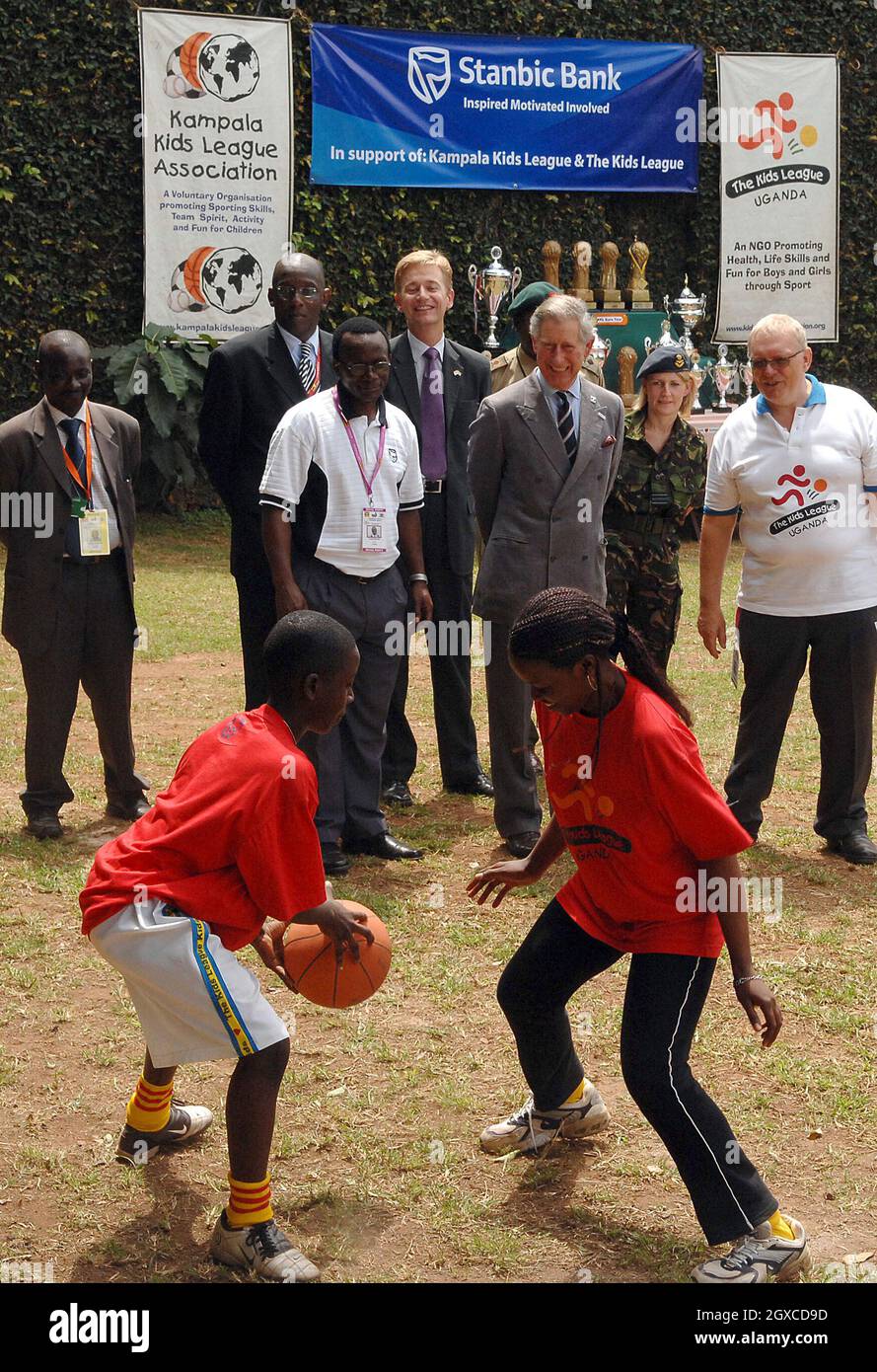 Prince Charles, Prince of Wales visits the Kampala Kids League football ...
