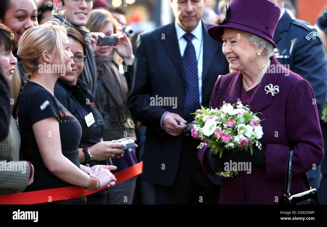 Queen Elizabeth II meets the public during a walkabout in Milton Keynes ...