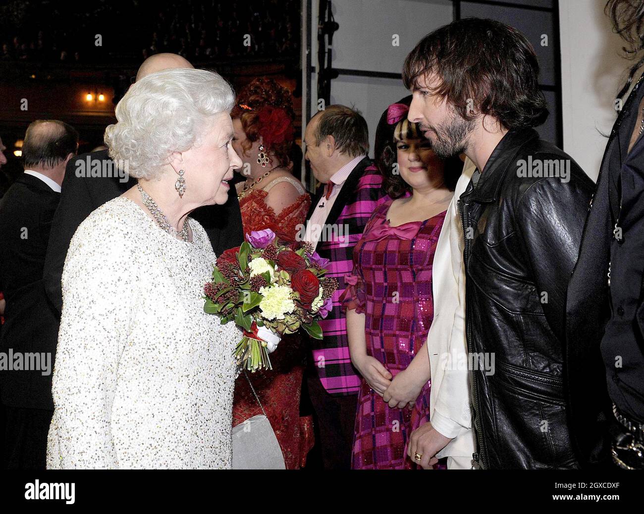 Queen Elizabeth ll meets singer James Blunt following the Royal Variety ...