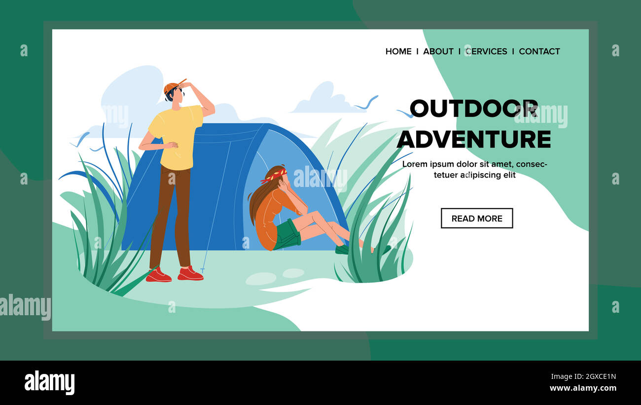 Outdoor Adventure And Expedition Travel Vector Illustration Stock ...