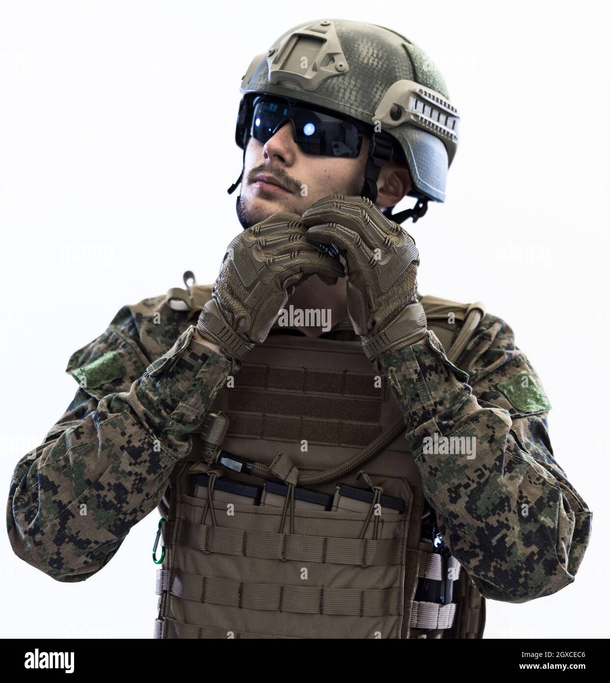 american marine corps special operations soldier preparing tactical and ...