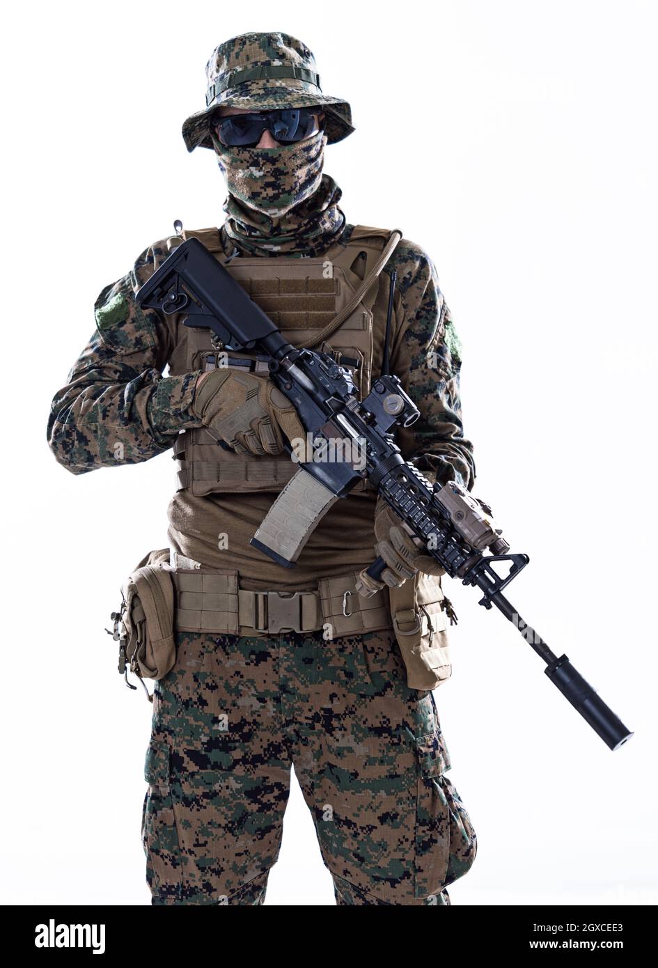 american marine corps special operations soldier with fire arm weapon ...