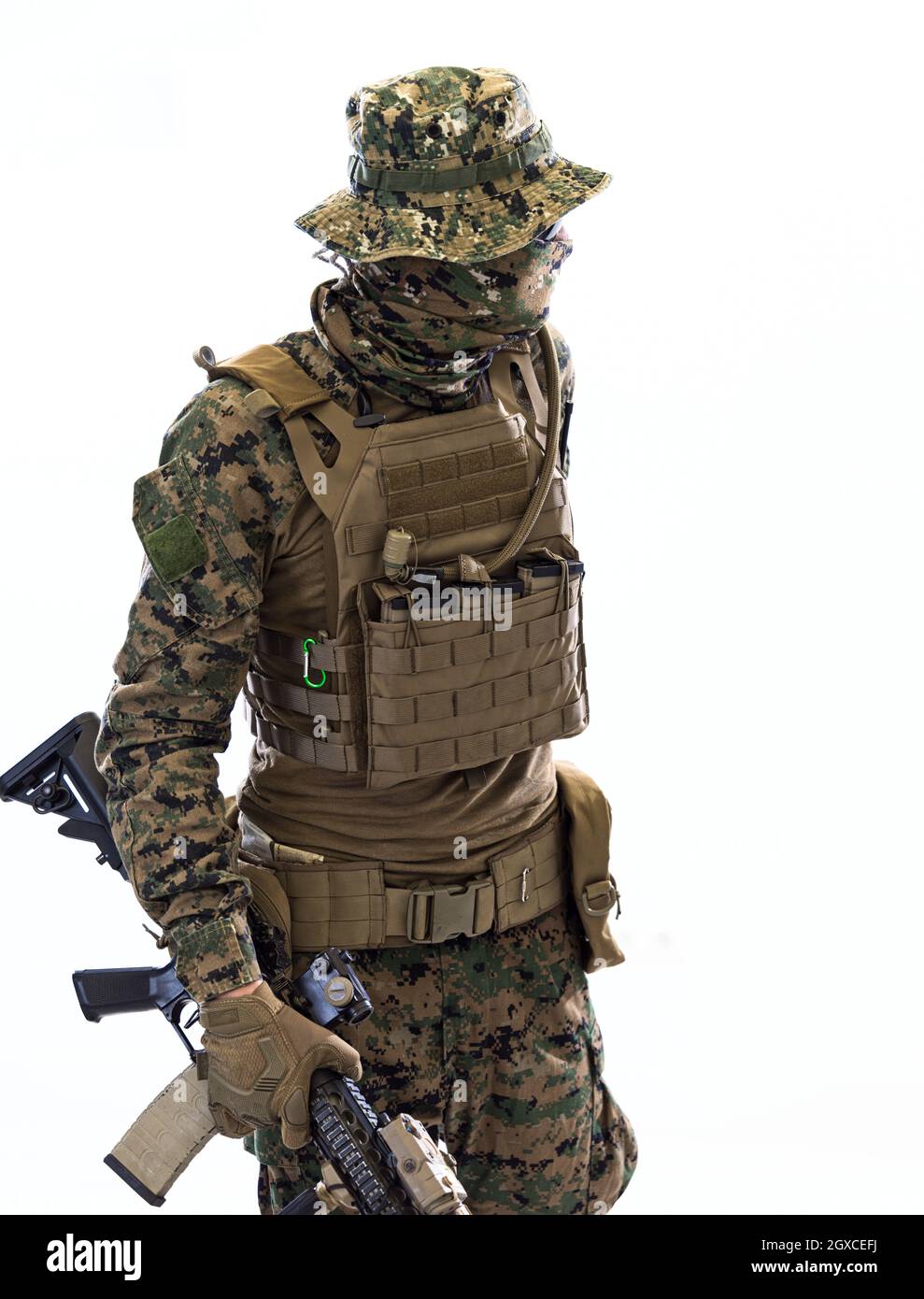 american marine corps special operations soldier with fire arm weapon ...