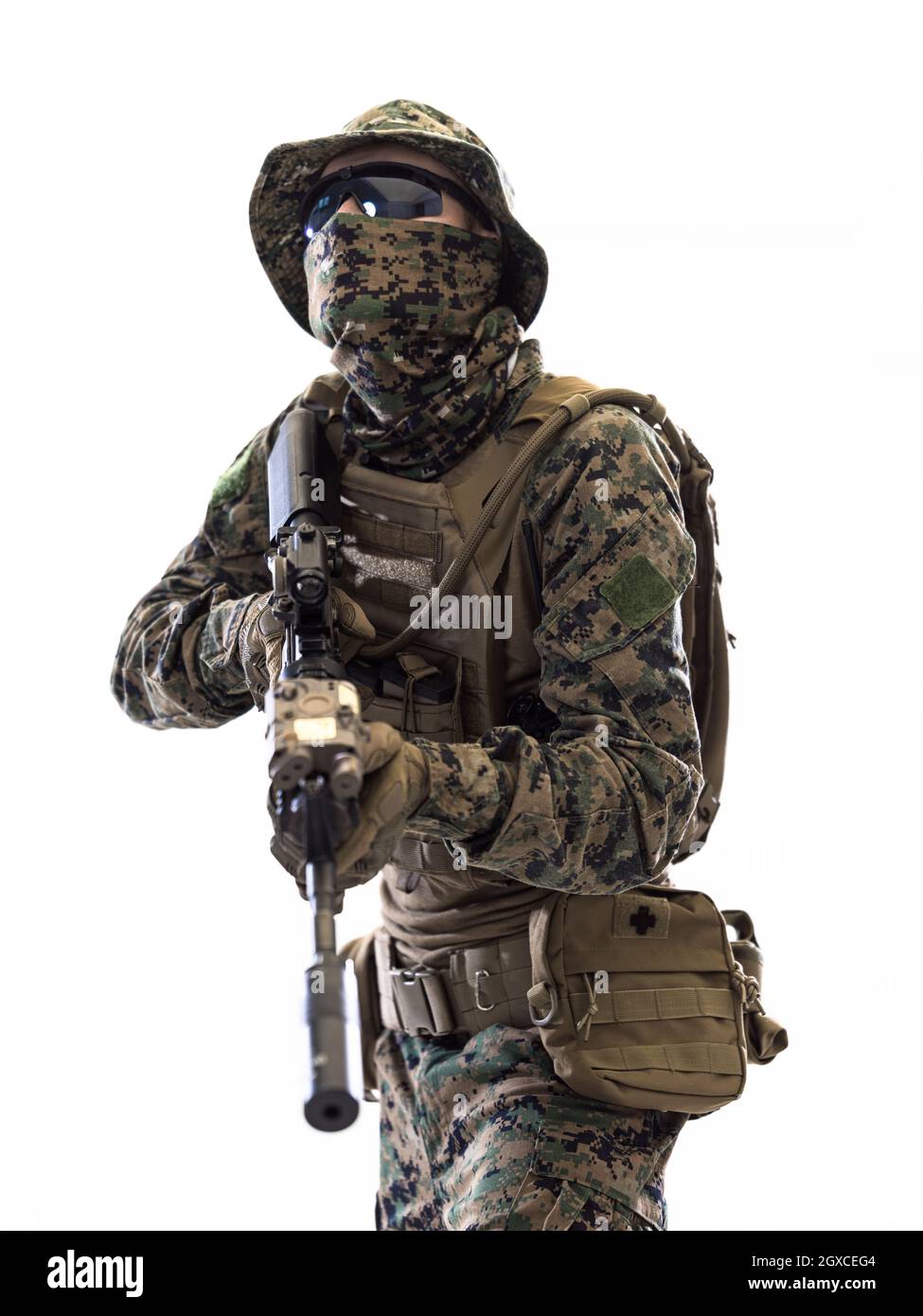 american marine corps special operations soldier with fire arm weapon ...